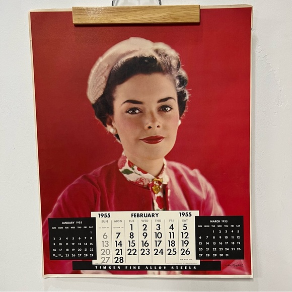 Vintage | Art | Vintage Calendar Girl Poster 955 February Original ...